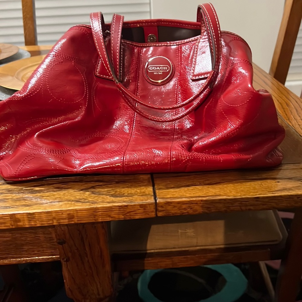 Red Patent Leather Coach Satchel - Gem